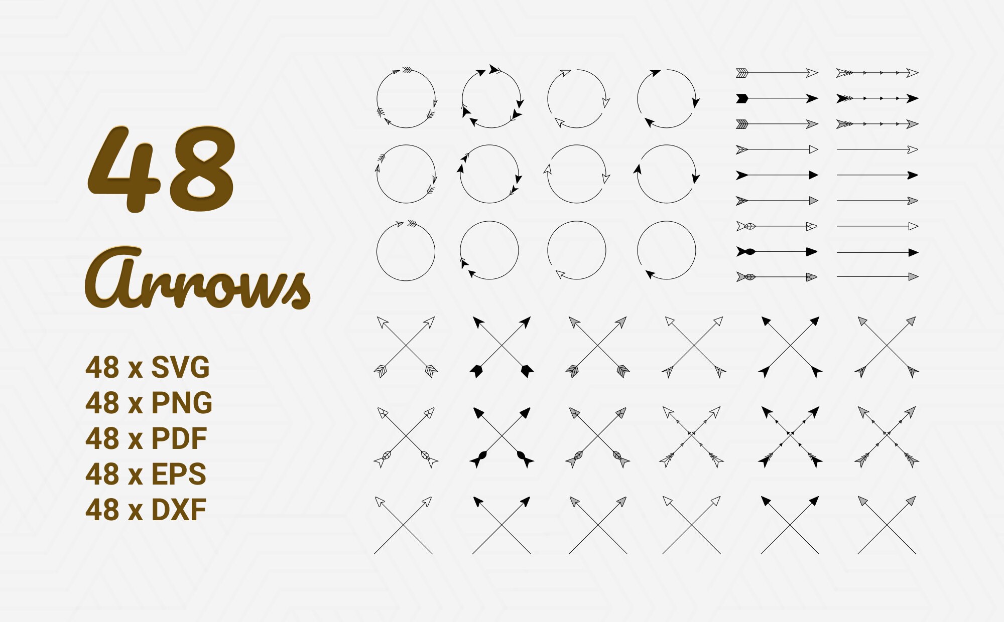 48 Vector Arrows Clip Art Printable Craft Graphics Digital Cutting File ...