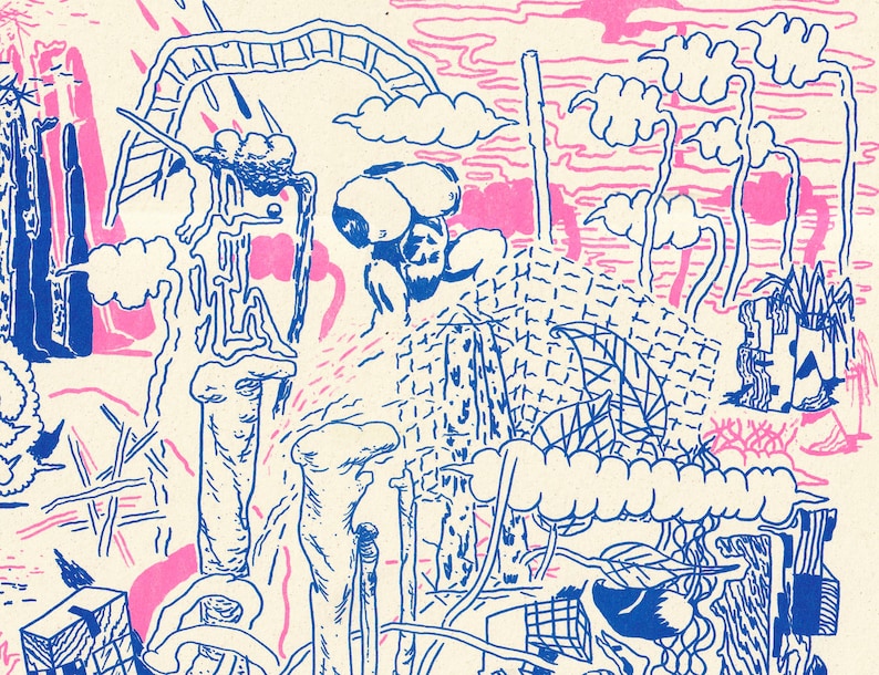 What // A3 Risograph Print by Fred Afraid - Etsy