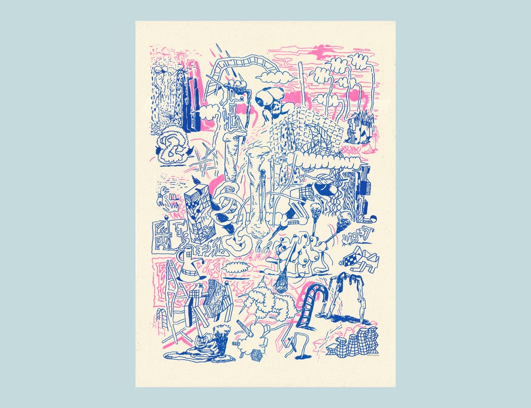 What // A3 Risograph Print by Fred Afraid - Etsy