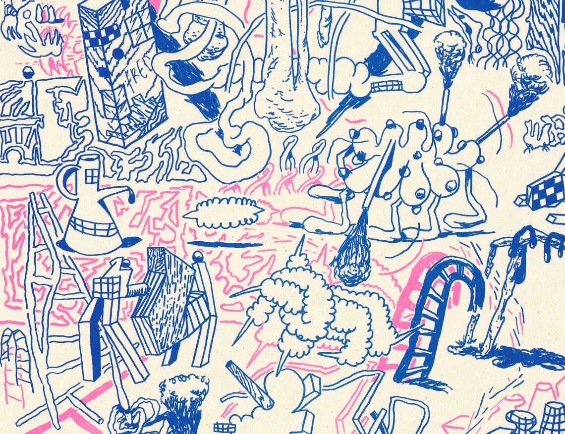 What // A3 Risograph Print by Fred Afraid - Etsy