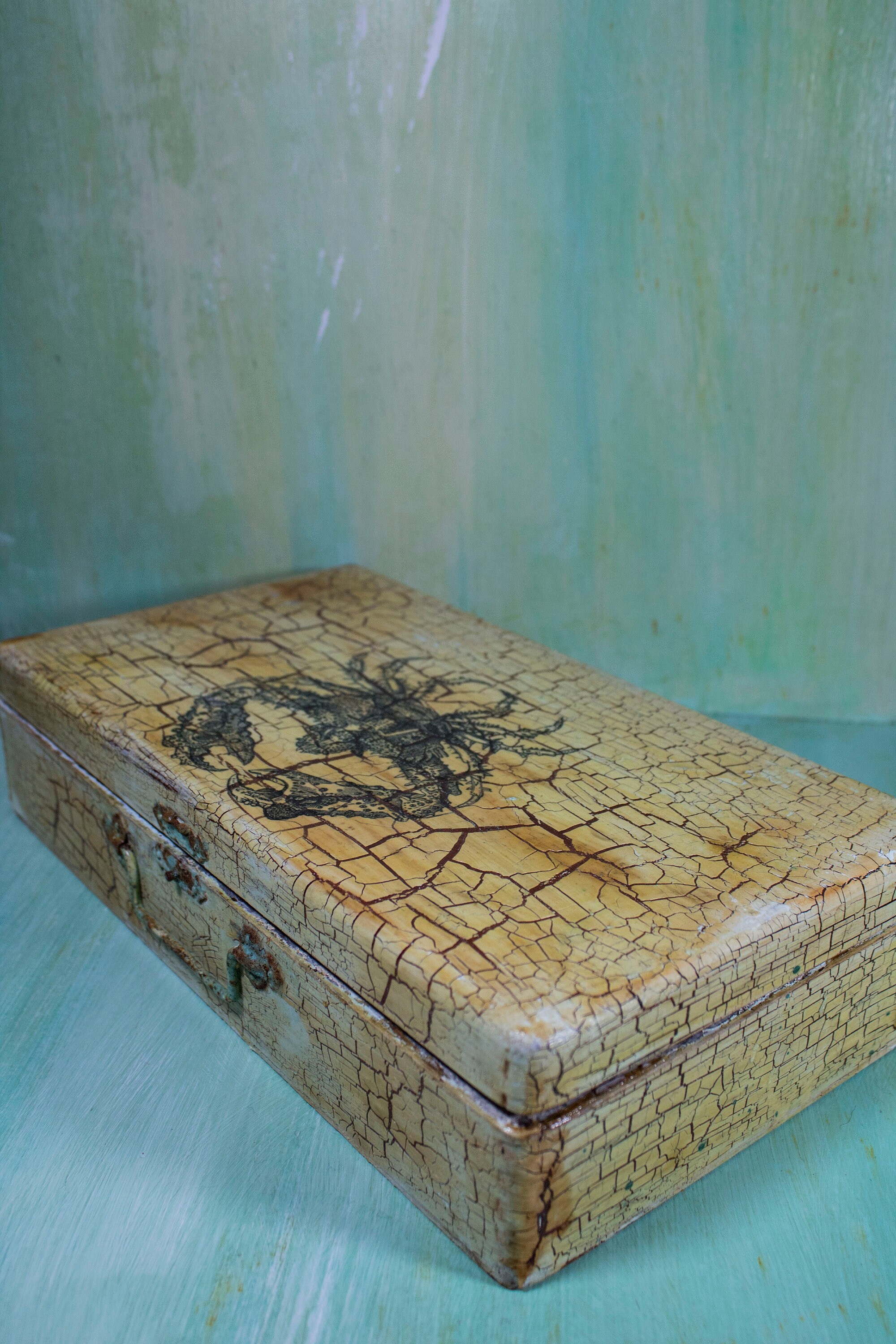 Reclaimed Wooden Chest, Crackle and Crab - Etsy
