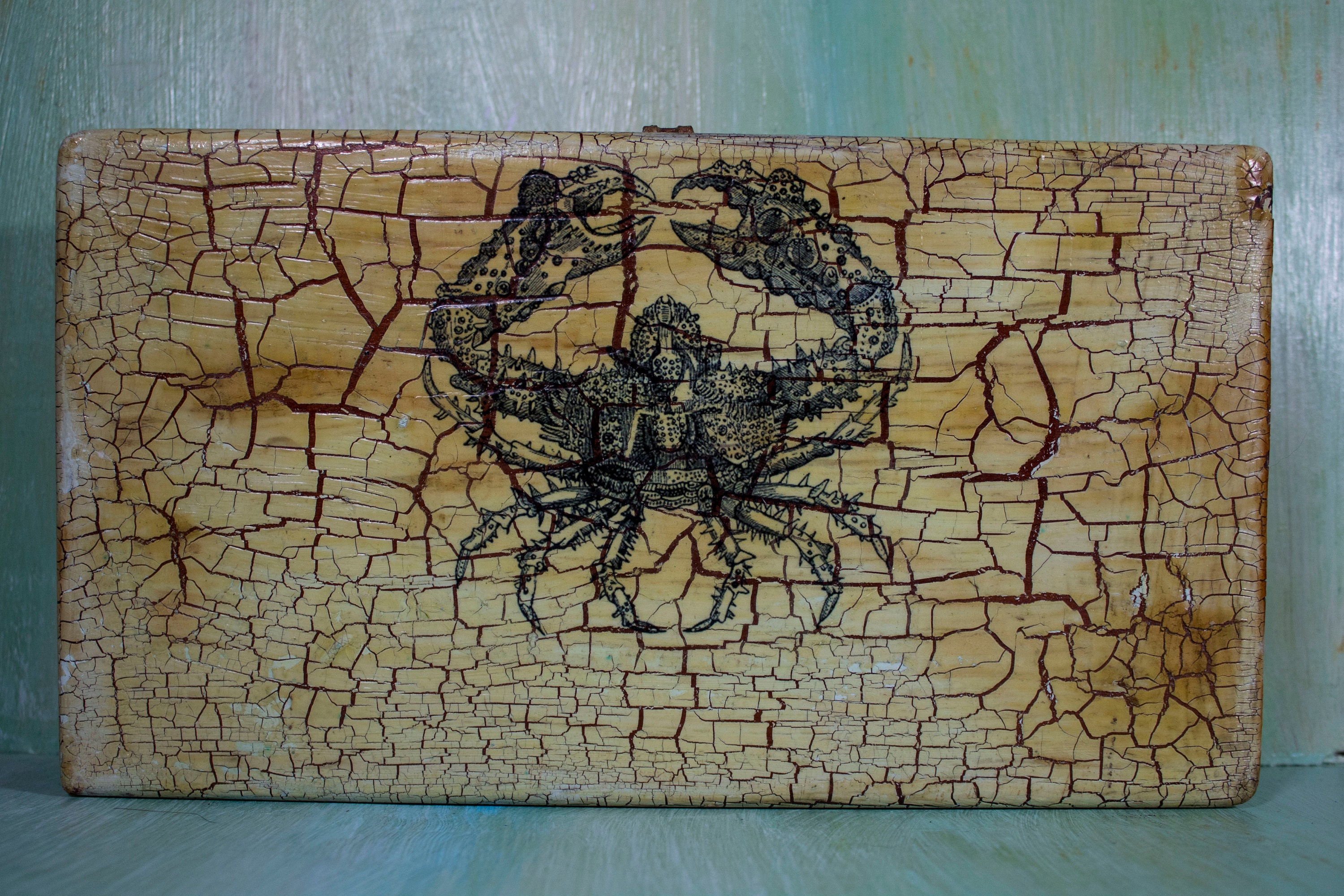 Reclaimed Wooden Chest, Crackle and Crab - Etsy