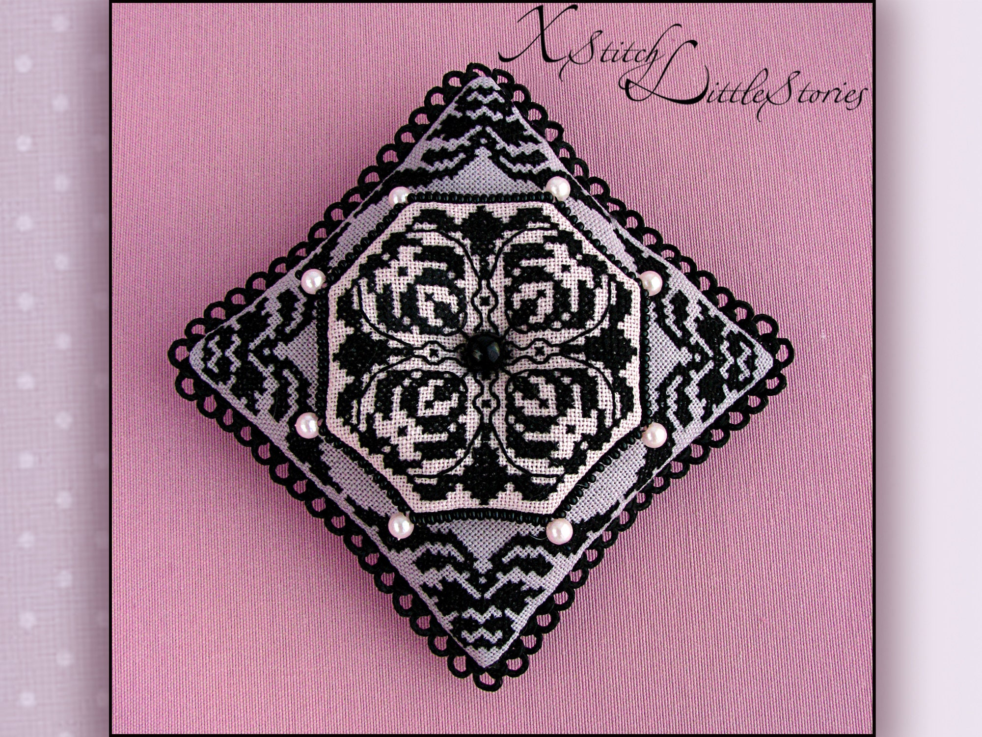 Cross Stitch Pattern. Pincushion Pattern Black Lace. 3D - Etsy
