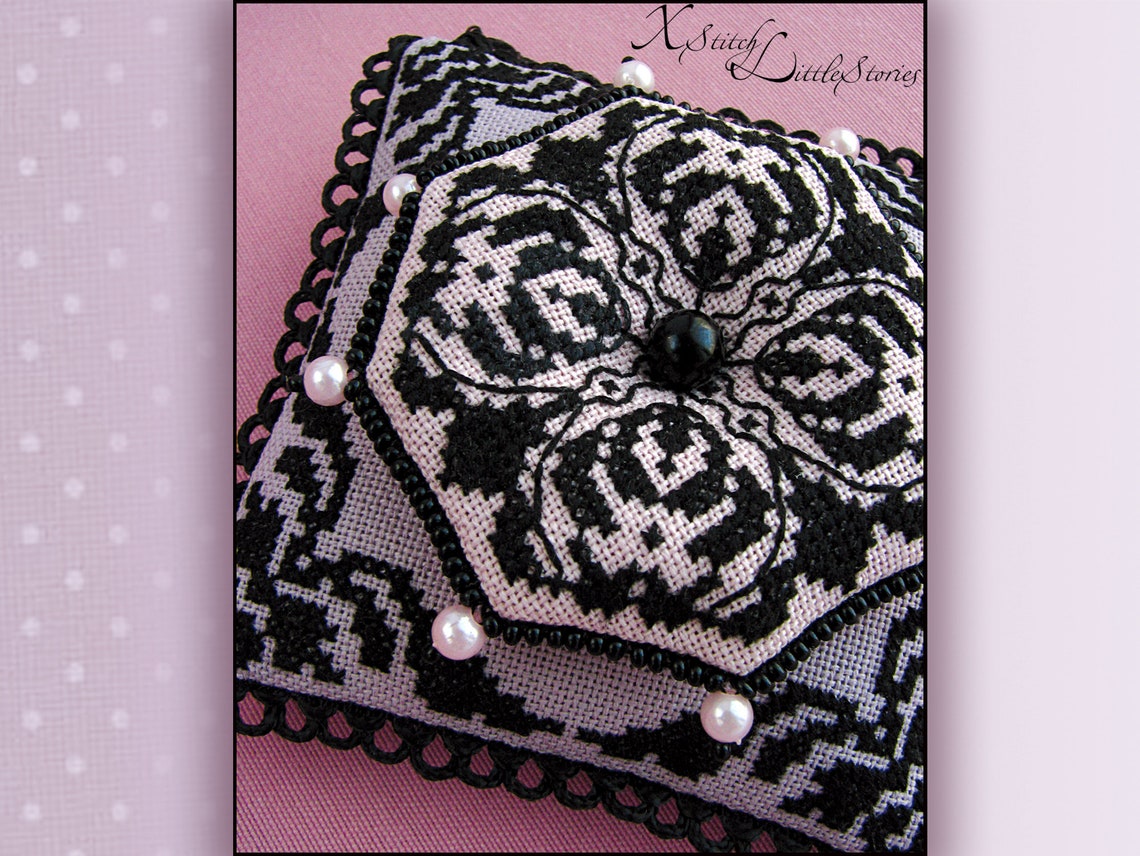 Cross Stitch Pattern. Pincushion Pattern Black Lace. 3D - Etsy