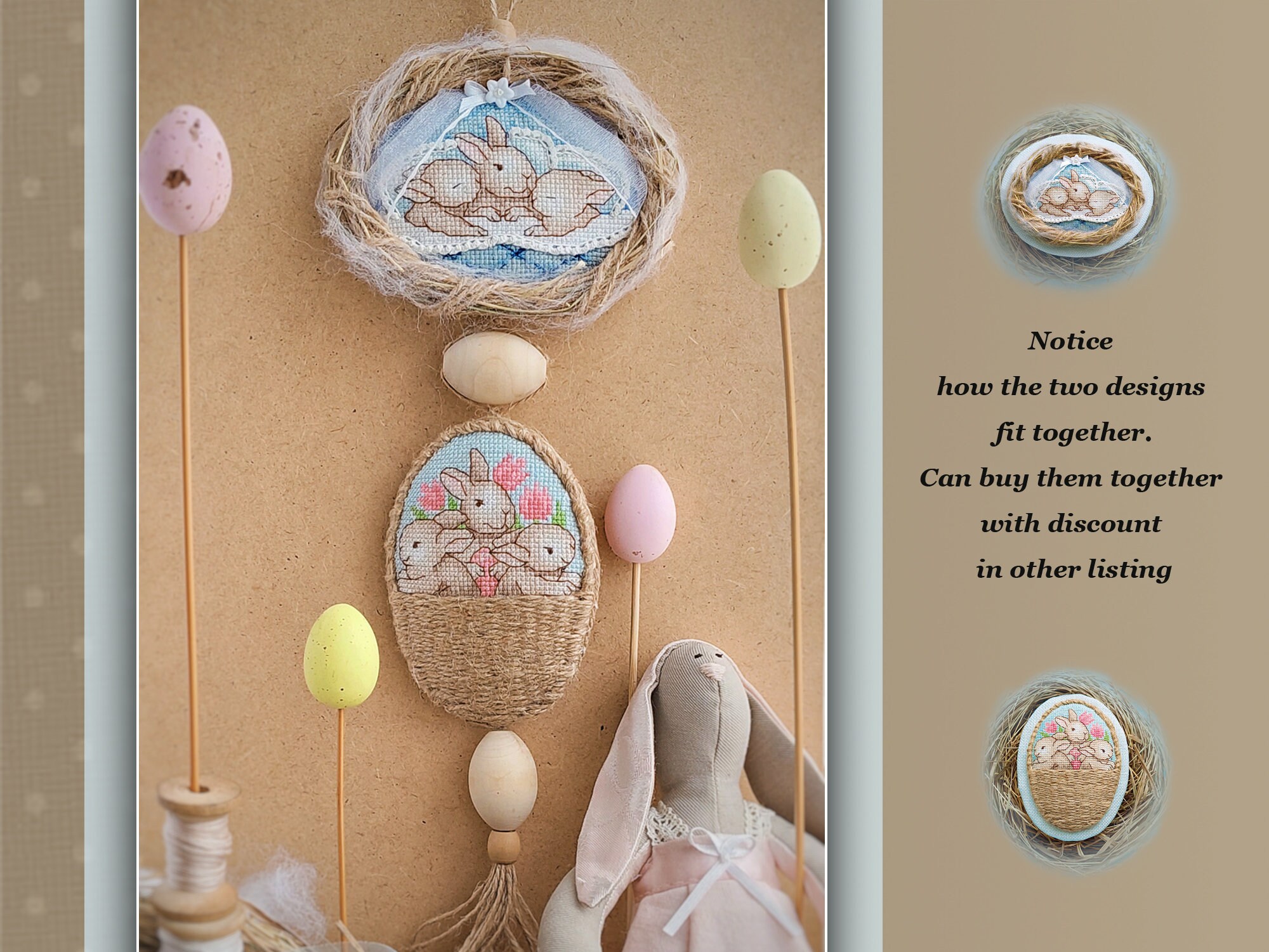 Easter Cross Stitch Pattern PDF - Rabbit Lullaby. Easter Bunnies ...