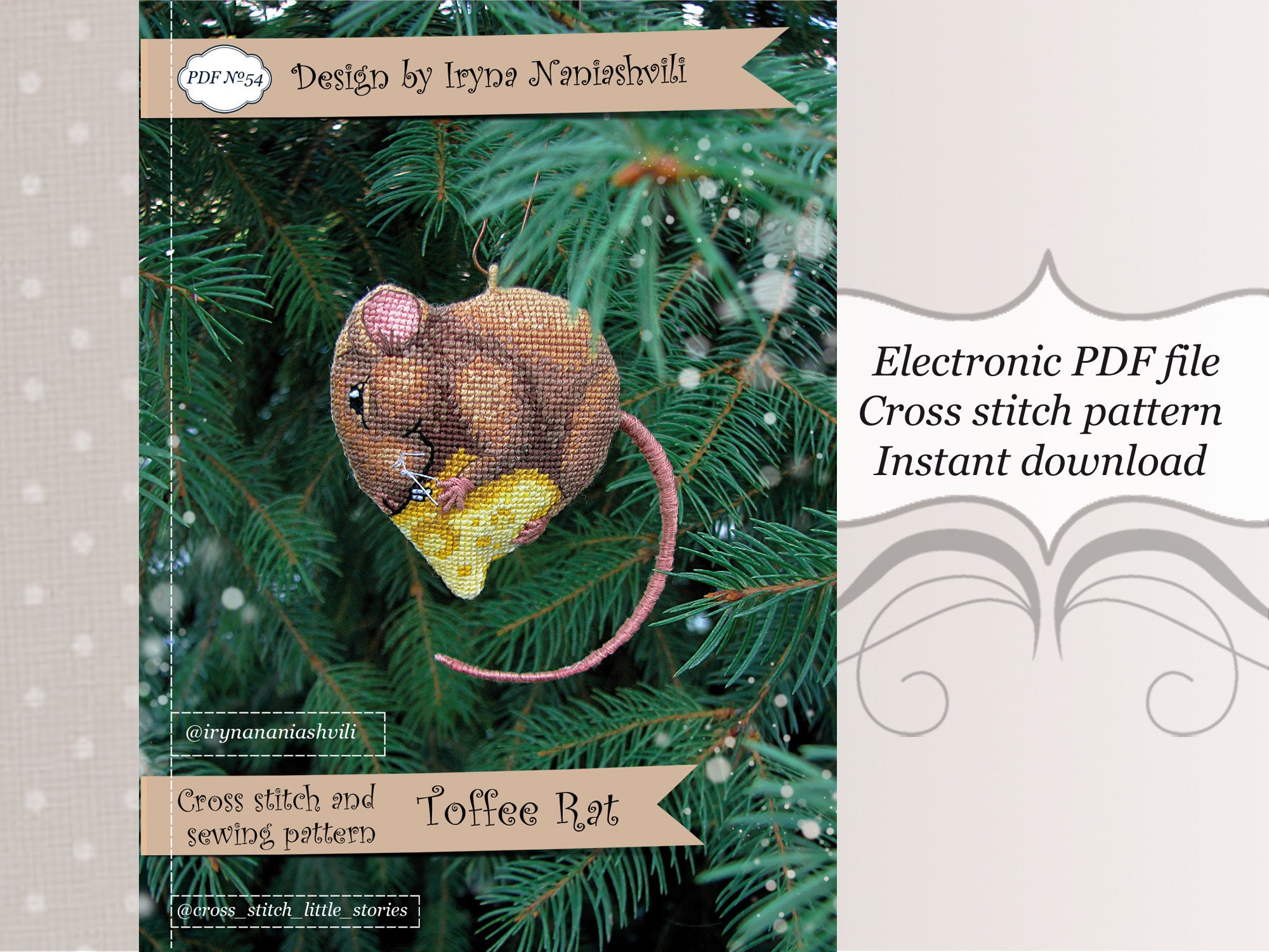 The Year of the Rat. 3D Cross Stitch PDF Pattern Toffee Rat. - Etsy