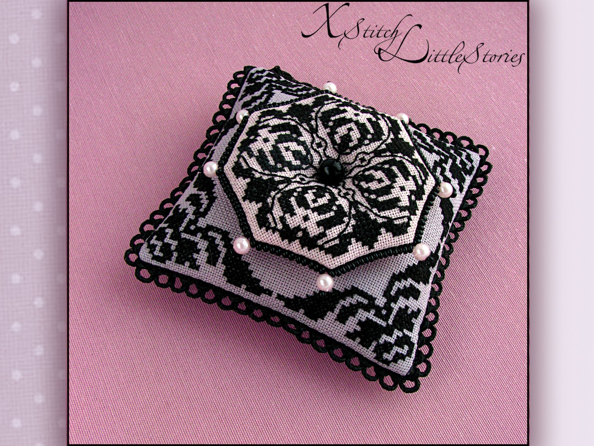 Cross Stitch Pattern. Pincushion Pattern Black Lace. 3D - Etsy