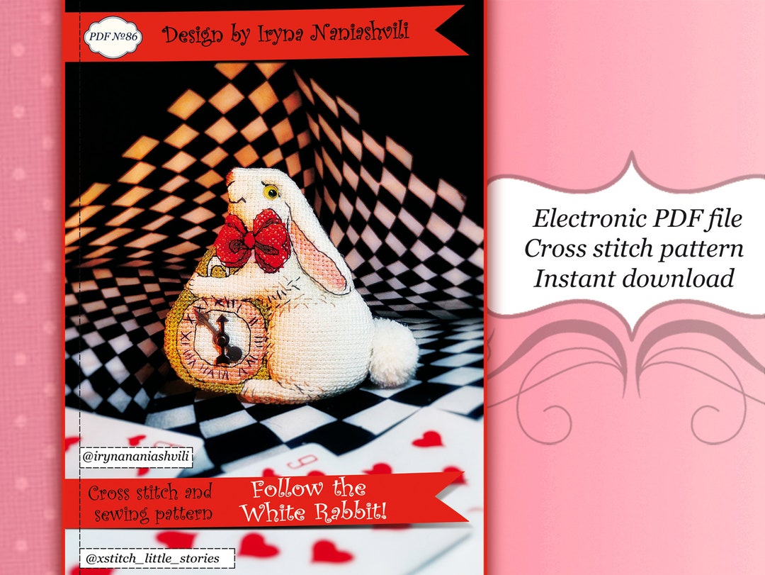 3D Cross Stitch Pattern - Follow the White Rabbit. Cross Stitch Toy ...