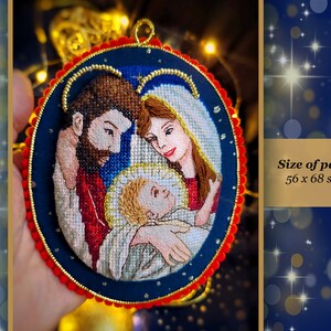 Holy Family - PDF Cross Stitch Pattern. Christmas Pinkeep. Christmas Decor. - Etsy