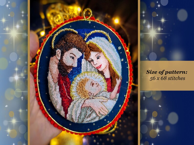 Holy Family - PDF Cross Stitch Pattern. Christmas Pinkeep. Christmas ...