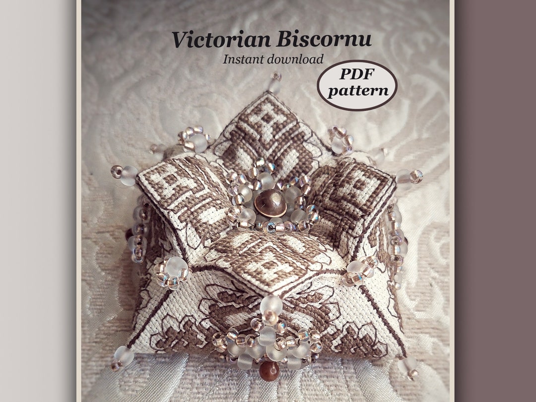 Victorian Biscornu - Cross Stitch and Beading PDF Patterns. Monochrome ...