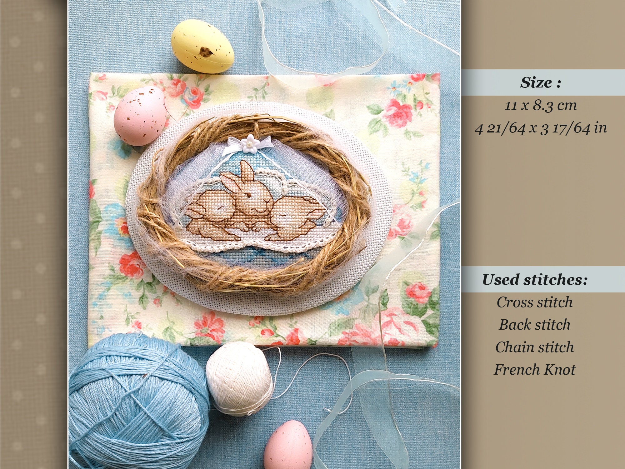 Easter Cross Stitch Pattern PDF - Rabbit Lullaby. Easter Bunnies ...