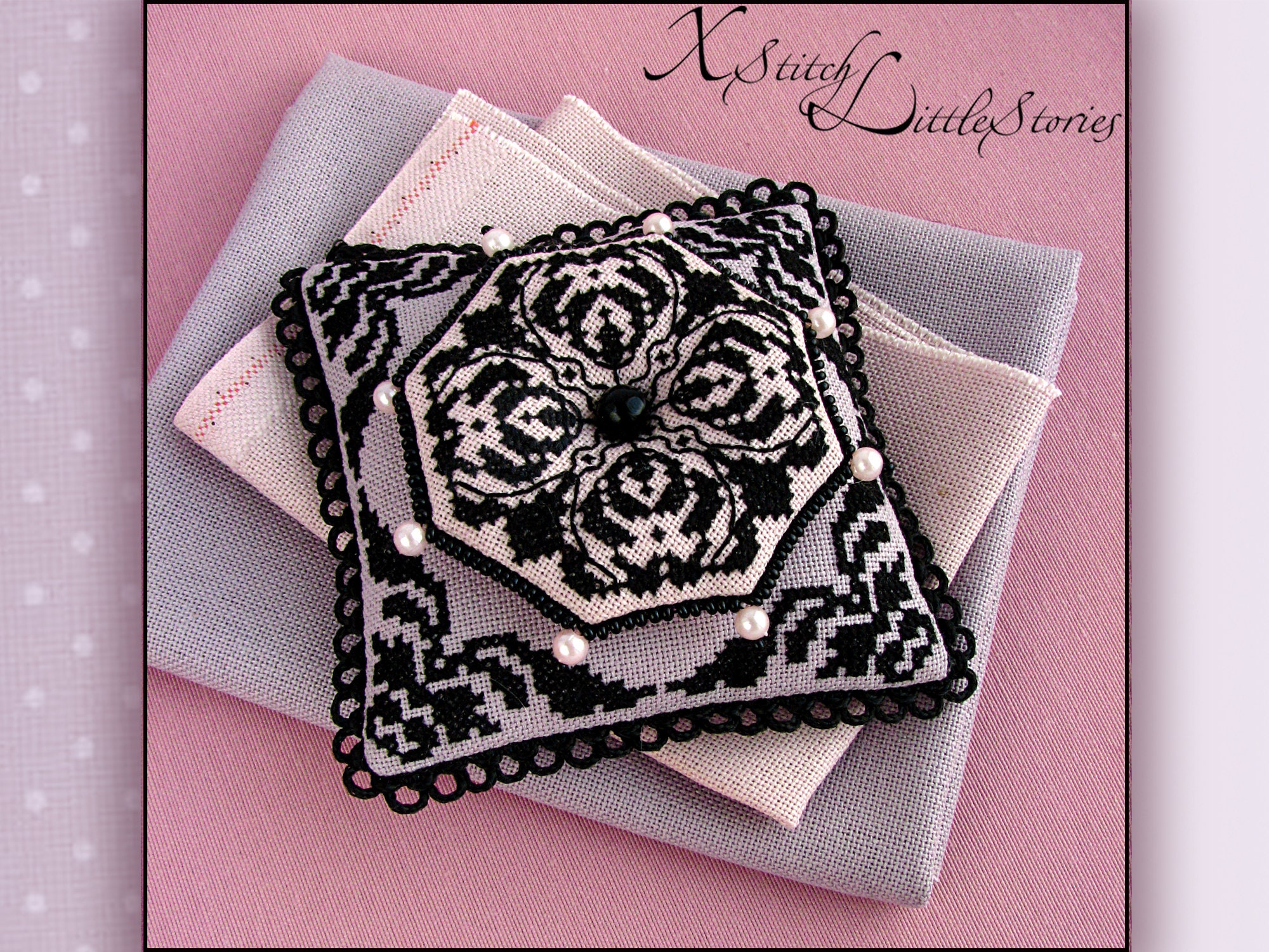 Cross Stitch Pattern. Pincushion Pattern Black Lace. 3D - Etsy
