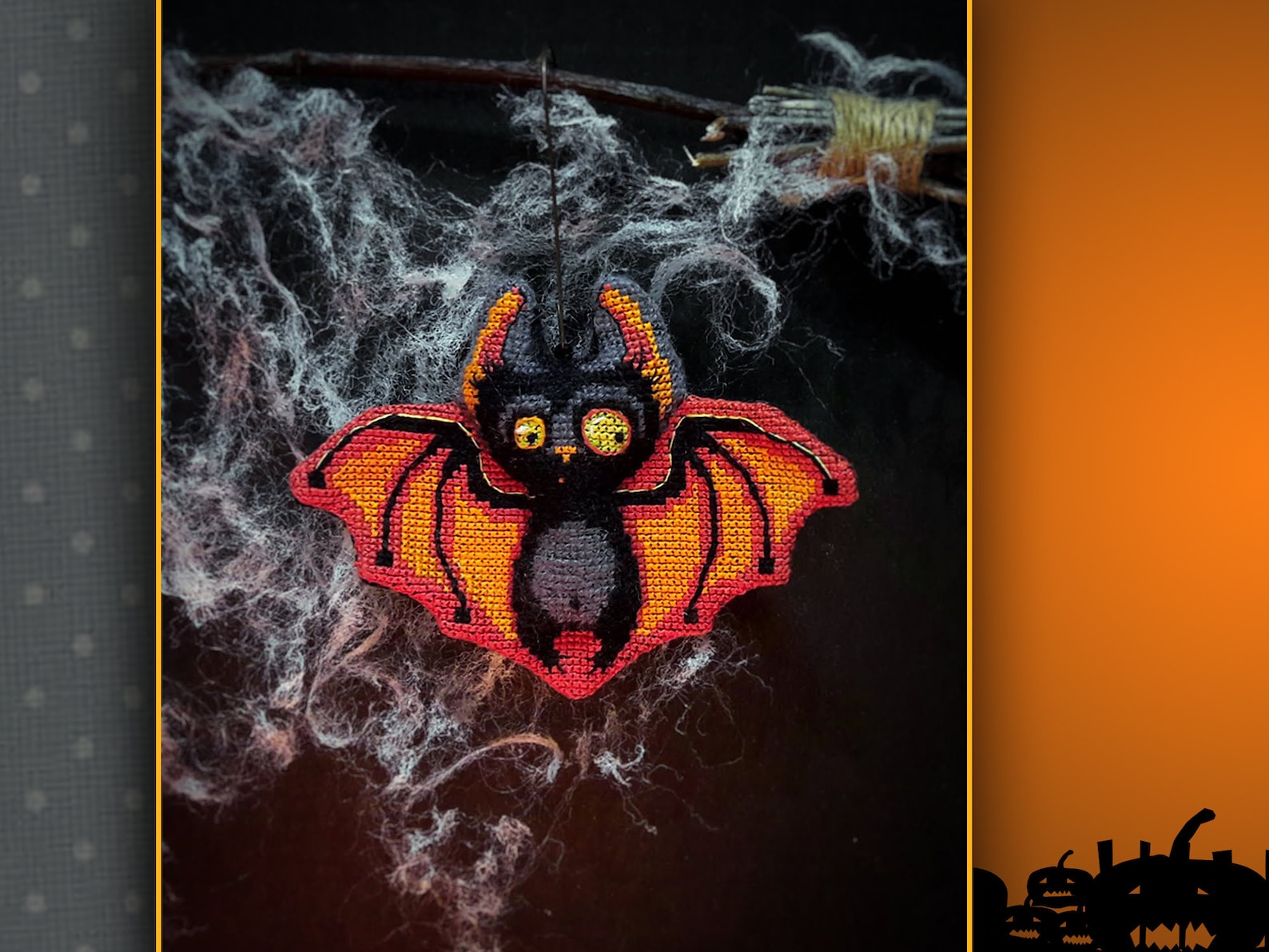 Halloween Bat PDF Cross Stitch Pattern. 3D Cross Stitch Toy. | Etsy