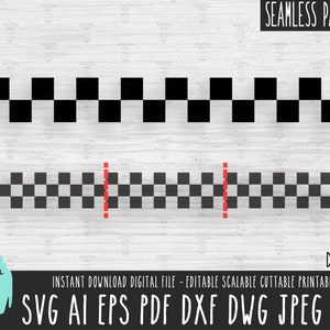 Checkered Pattern 2 Lines SVG, Seamless Checker Black Vector, Checker ...