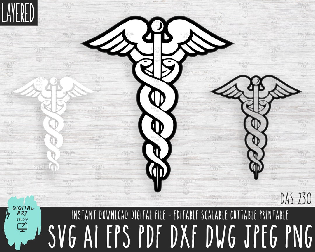 Layered Caduceus Icon SVG, Cricut, Silhouette (digital Download) - Etsy