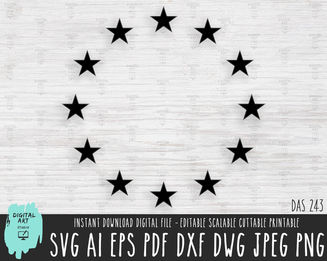 Star Circle Frame SVG, Vector Cut File (digital Download) - Etsy Canada