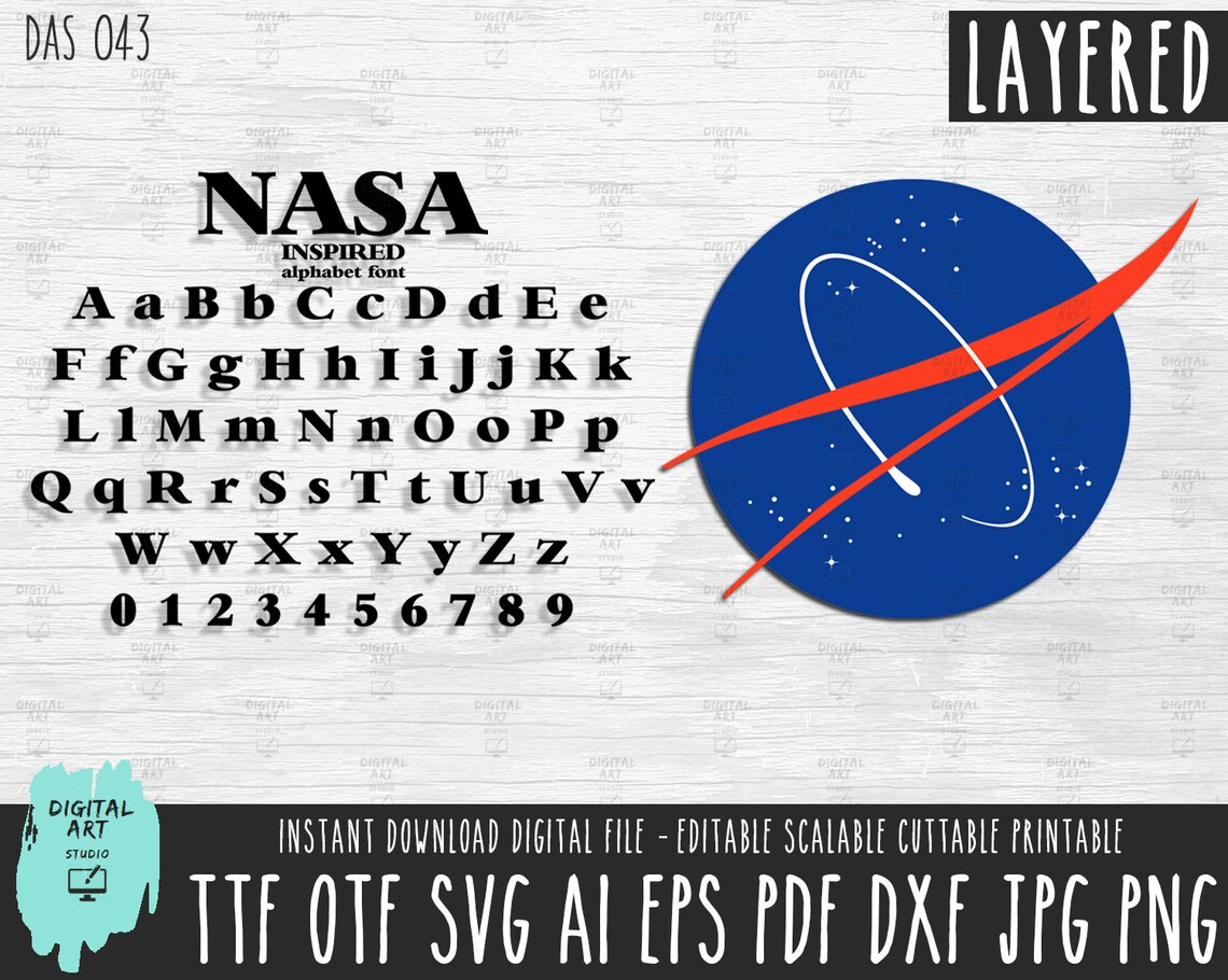 NASA logo Template and font installable in PC/Mac Svg Nasa | Etsy