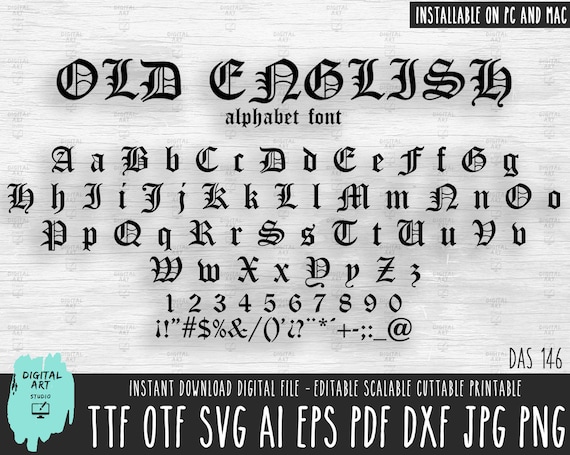 Classic Old English Font Svg Ttf Otf Classic English | Etsy