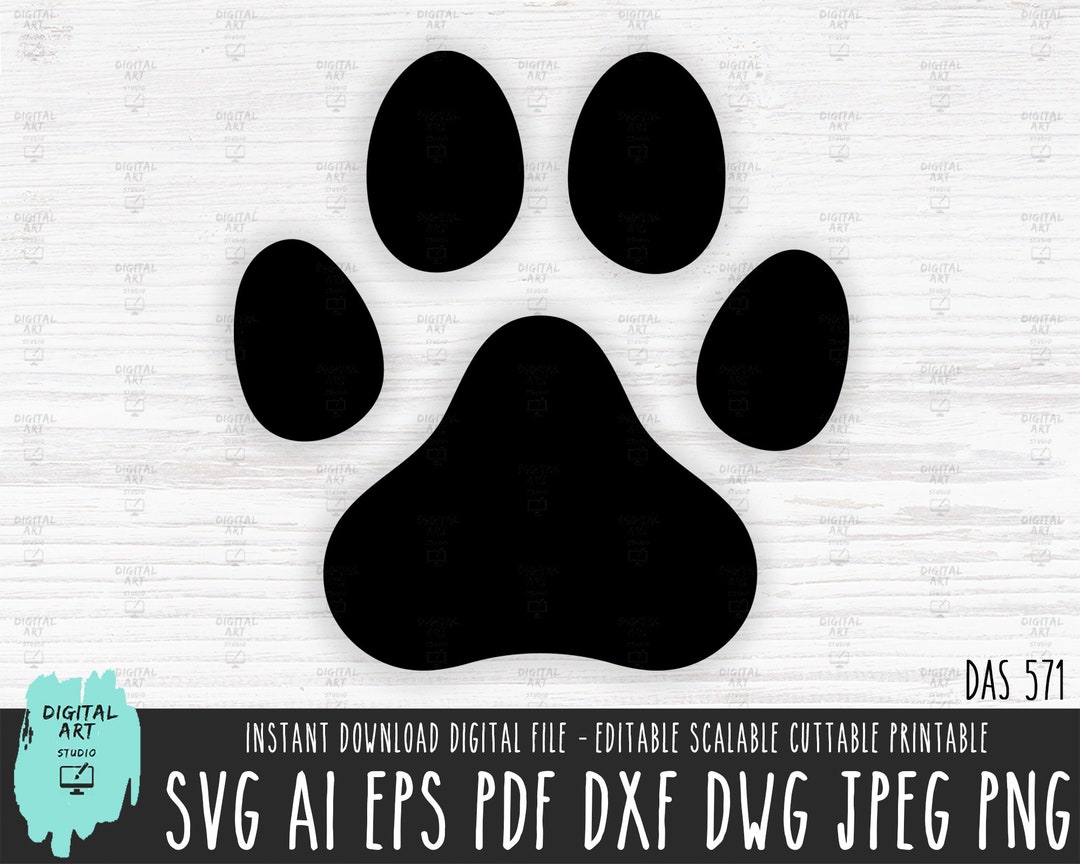 Dog Paw Print SVG, Animal Track Vector, Cricut Silhouette (digital ...
