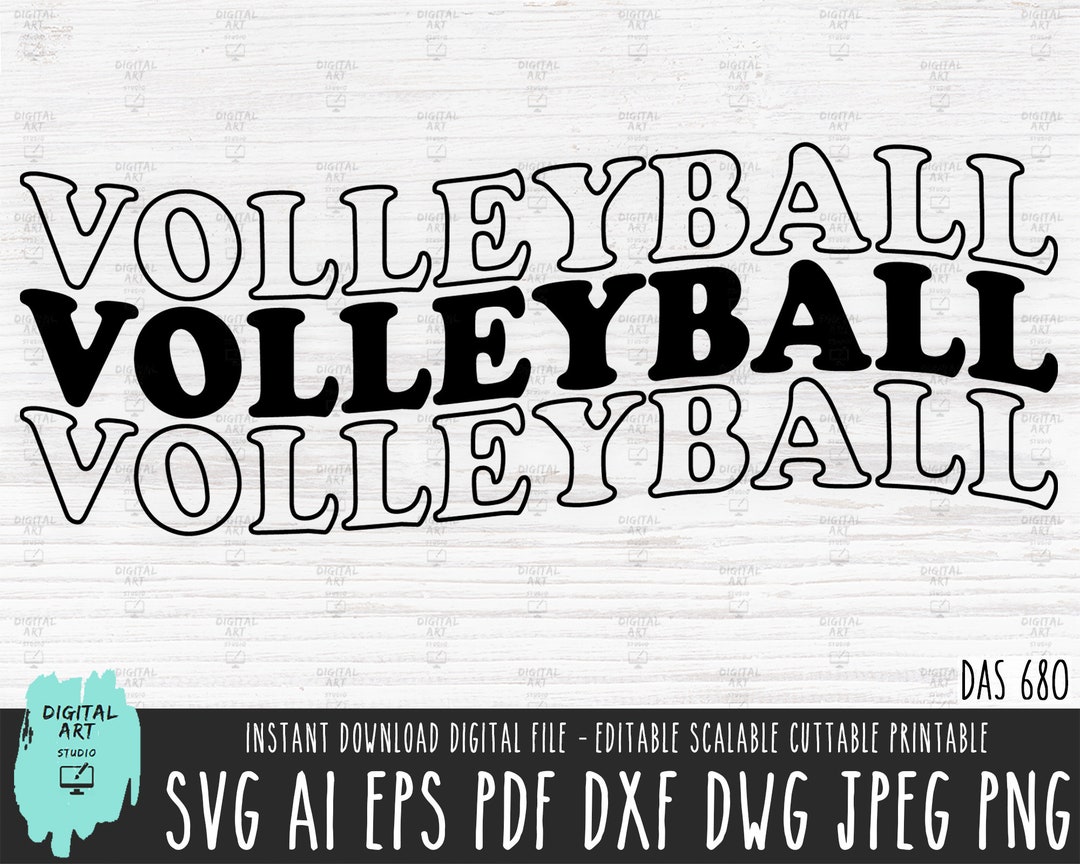VOLLEYBALL WAVY Text Svg Volleyball Script Vector File Volleyball Png ...