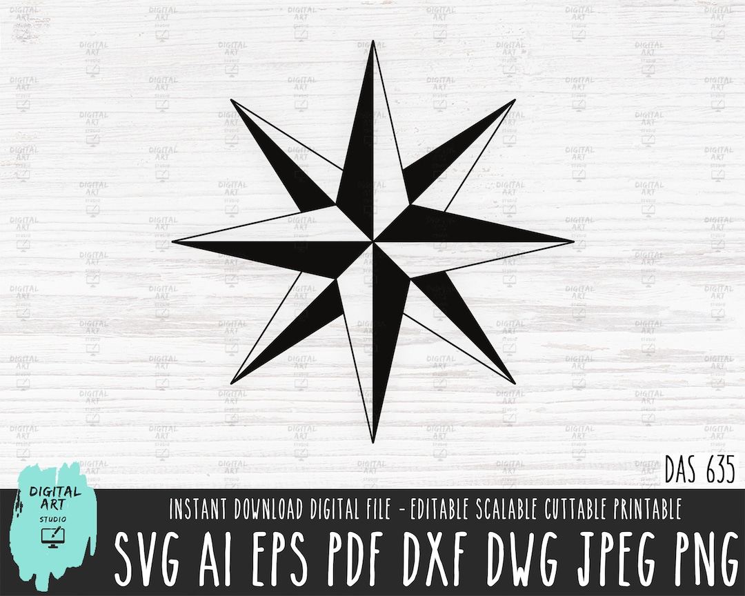 WIND ROSE Svg Wind ROSE Png Orientation Element Printable Clipart ...