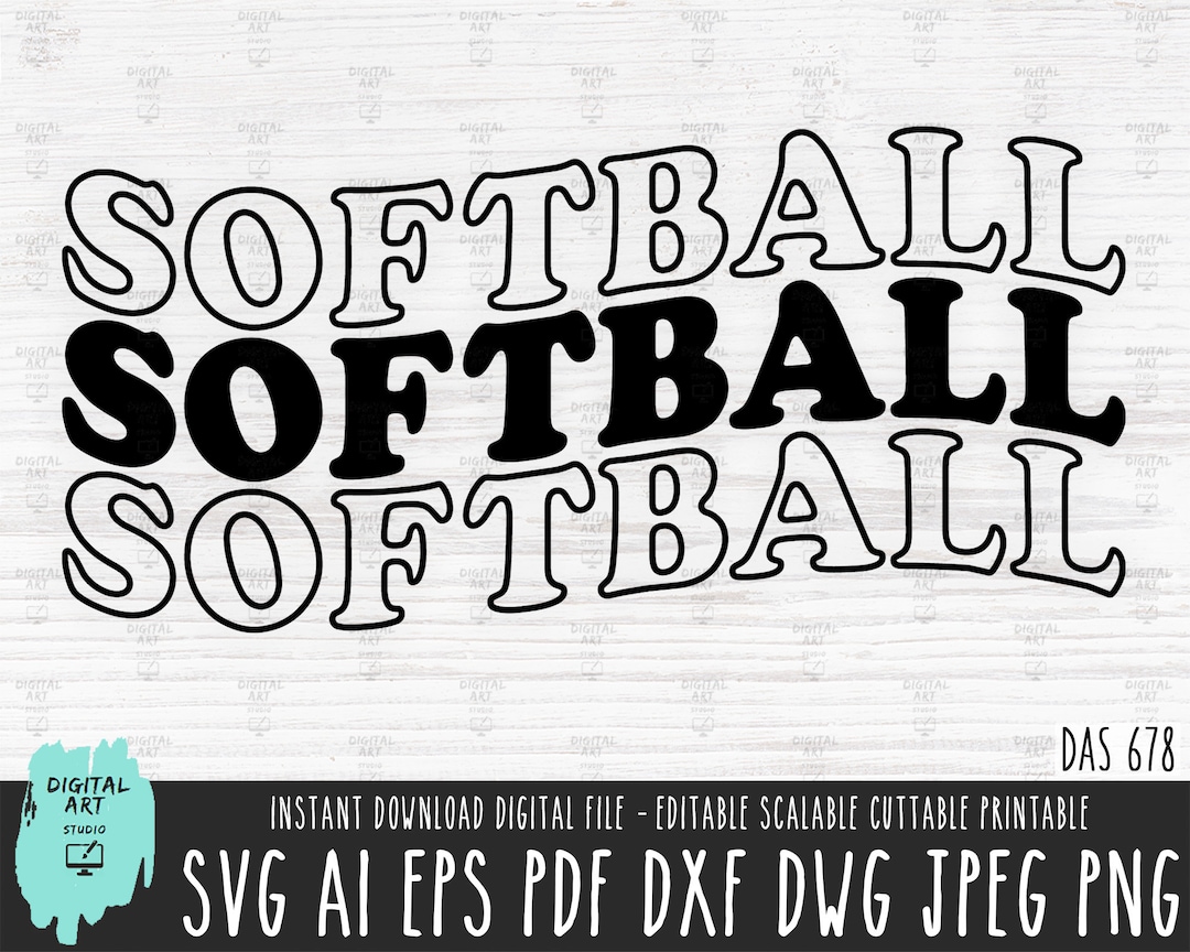 SOFTBALL WAVY Text Svg Softball Script Vector File Softball Wording Png ...