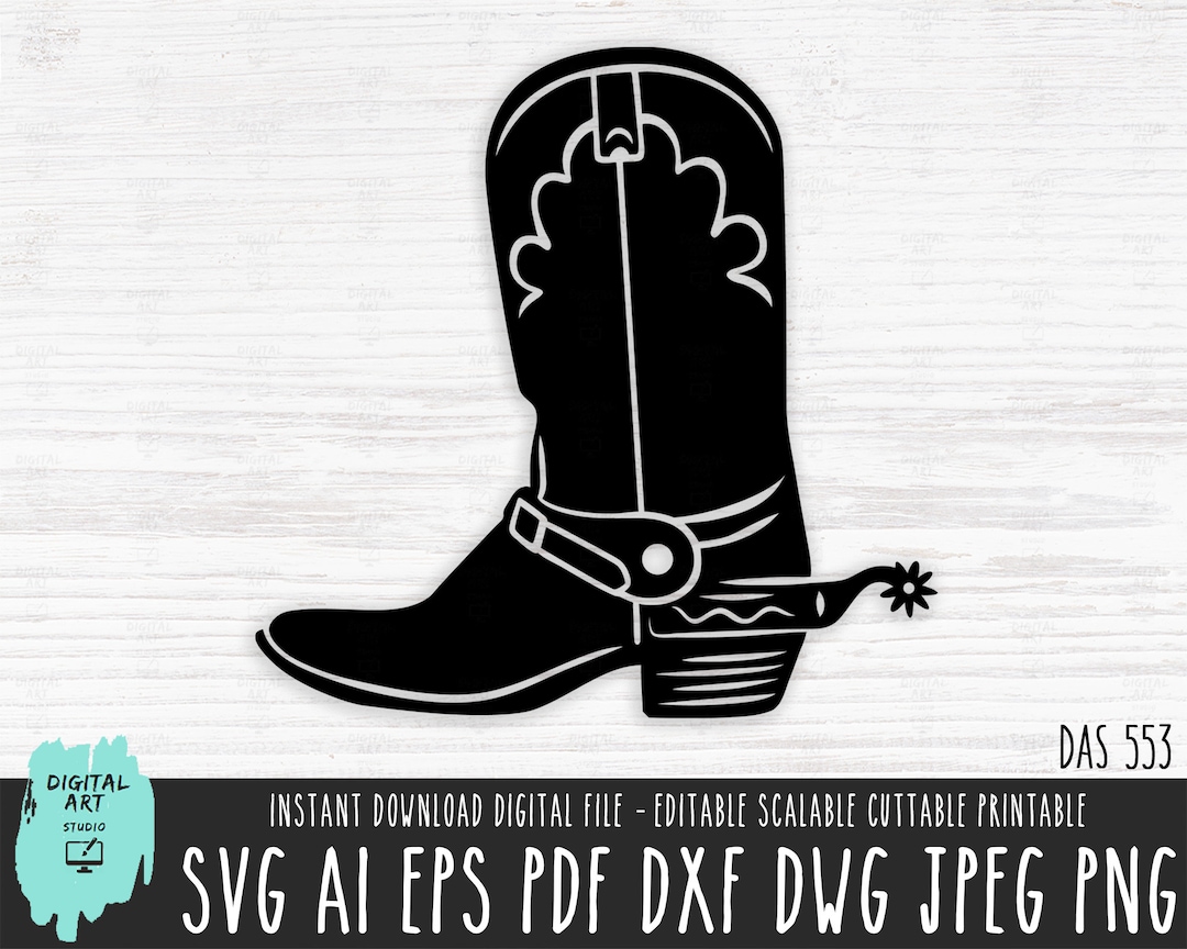 Cowboy Boot SVG, Silhouette Vector File, Cowboy Boot Cricut/silhouette ...