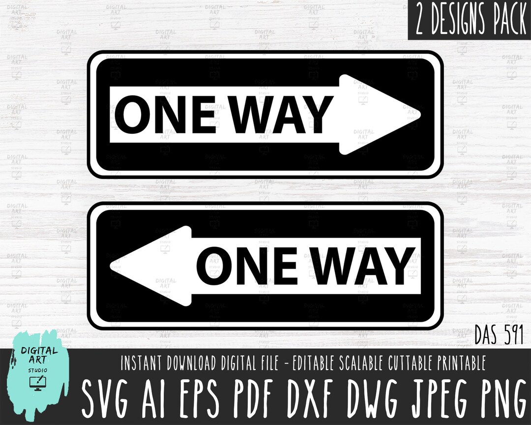 ONE WAY SIGN Svg One Way Arrow Svg Direction Sign Png Access Vector ...
