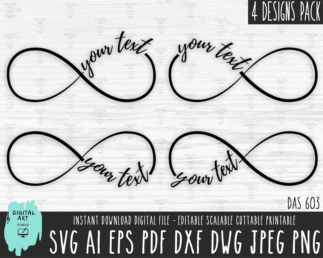 4 INFINITY Monogram Svg Bundle Svg, Infinity Vector File Infinity Sign ...