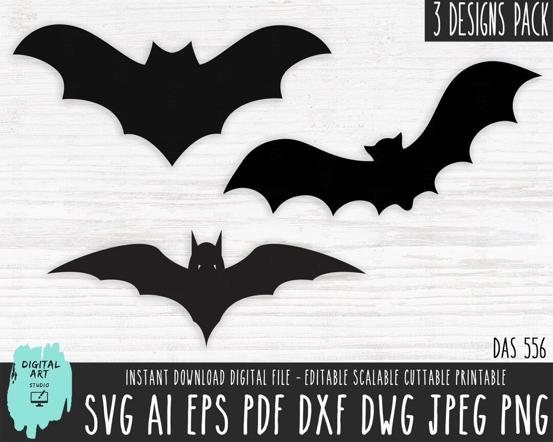 BAT Solid SVG, Bat Silhouette Vector File, Bat Halloween Cricut ...