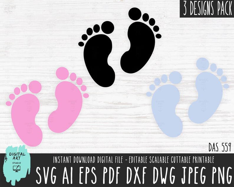 Baby Footprint Pack SVG Silhouette Vector File Baby - Etsy