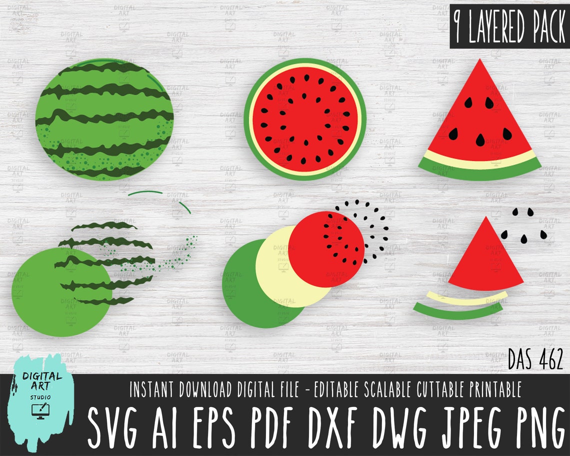 9 Watermelon Layered Bundle SVG Watermelon Vector File - Etsy