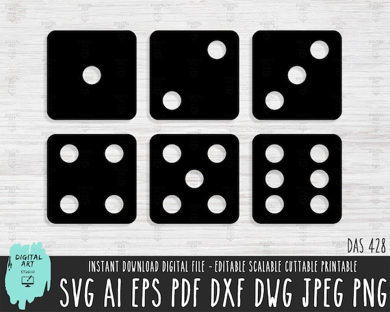 6 Dice Solid Bundle SVG Dice Icons Digital Download Die - Etsy