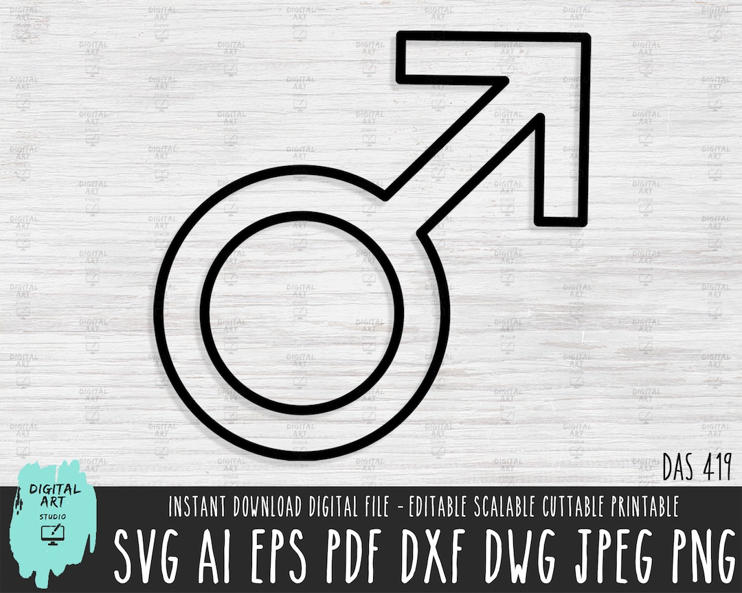 Male Outline Sign SVG, Men Outline Symbol Vector File, Masculine Arrow ...