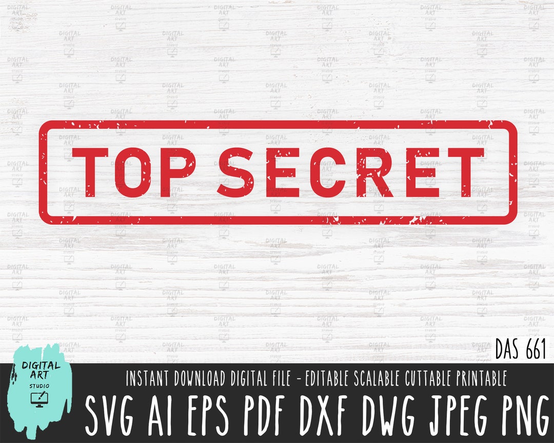 RED TOP SECRET Distressed Text Stamp Svg Secret Script Cut Vector File ...