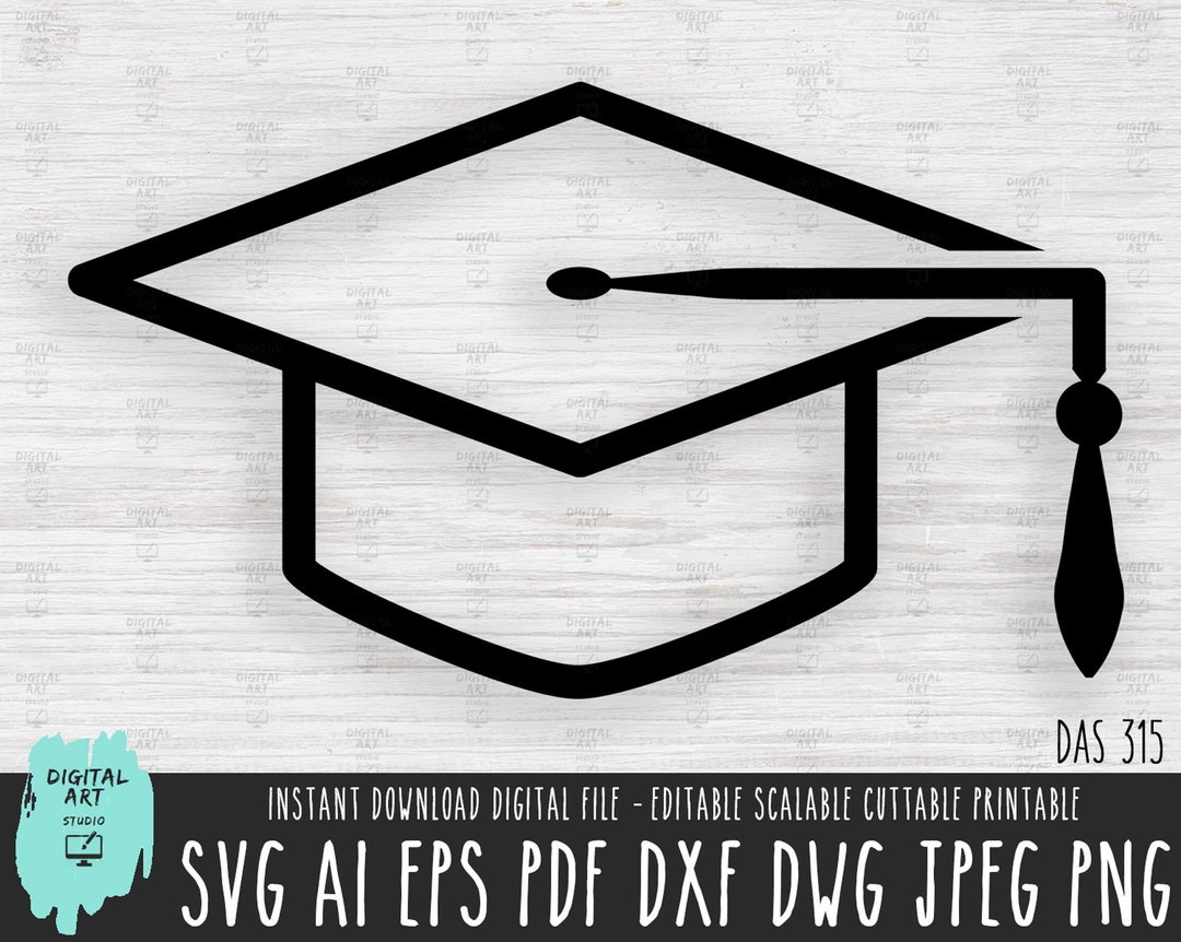 Graduation Cap Outline SVG, Prom Hat Logo Outline Vector File ...