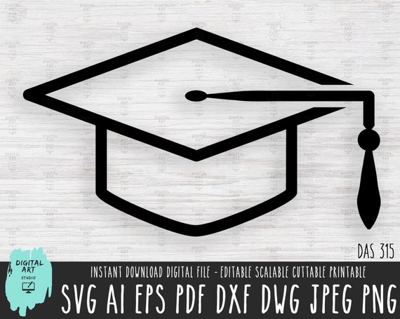 Graduation Cap Outline SVG Prom Hat Logo Outline Vector File - Etsy ...