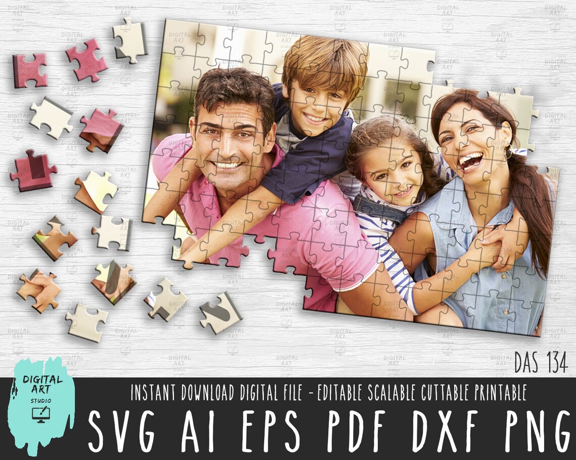 6 Sets Puzzle Jigsaw Templates Svg Pdf Dxf Png Ai Eps - Etsy