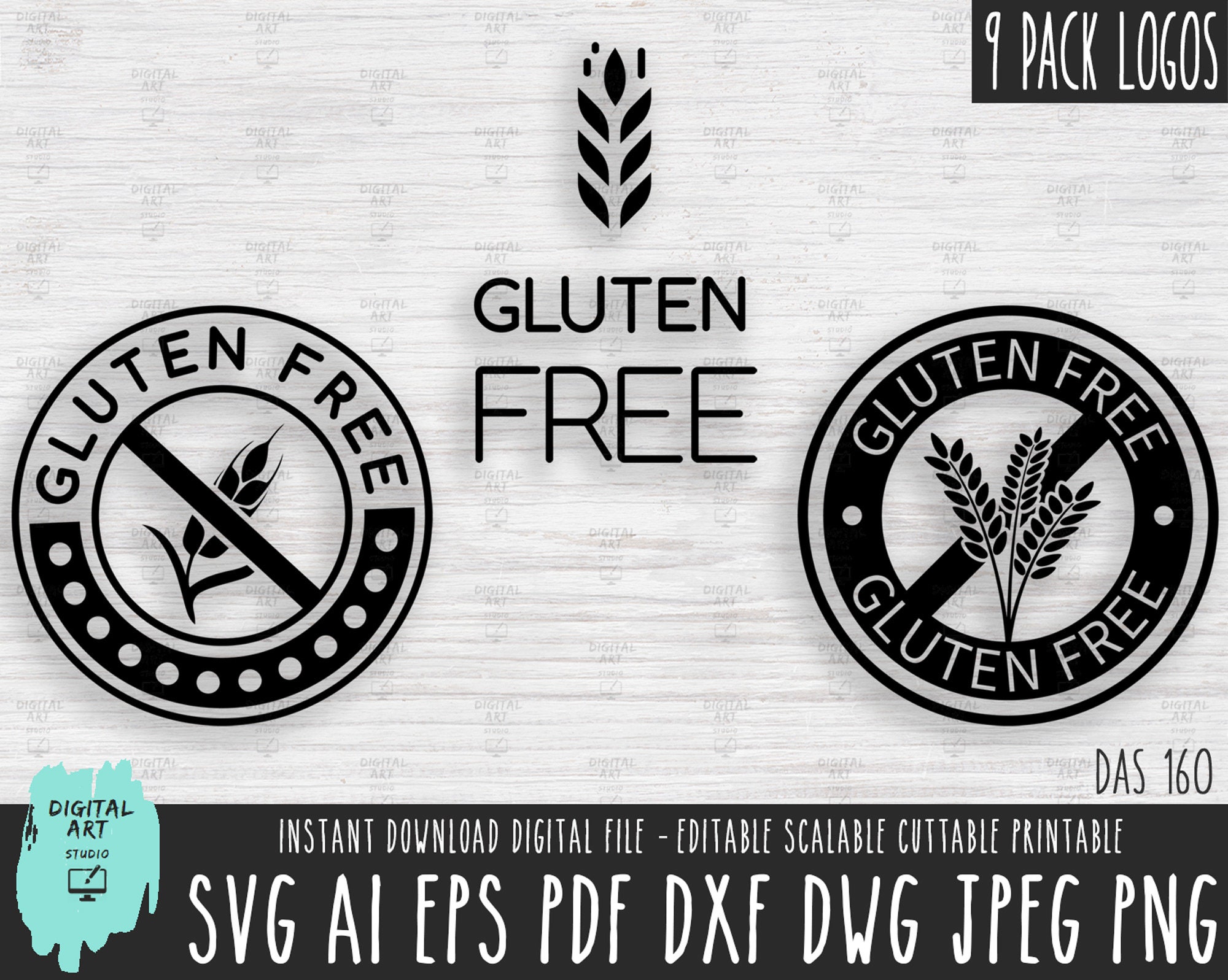 9 Gluten Free Logo PACK SVG Gluten Free Logo Vector File - Etsy Australia