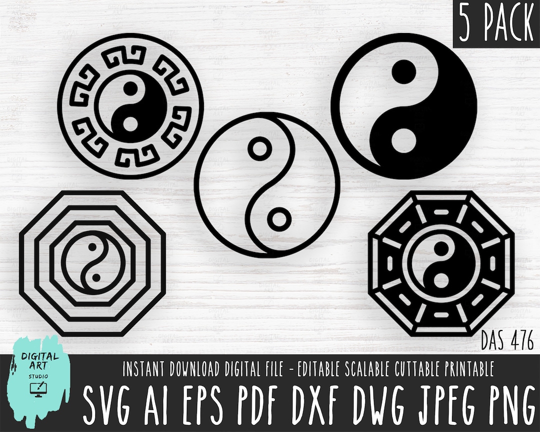 Yin Yang Symbols Bundle Svg, Yin Yang Printable Cut File, Yin Yang ...