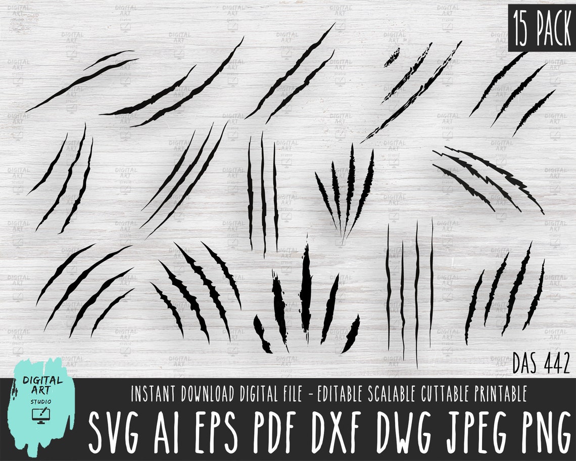 15 Scar Bundle SVG Paw Icon Digital Download Halloween - Etsy