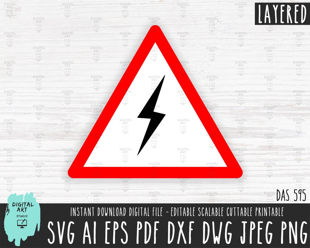 HIGH VOLTAGE Sign Svg ELECTRICITY Png Voltage Red Sign Vector File ...