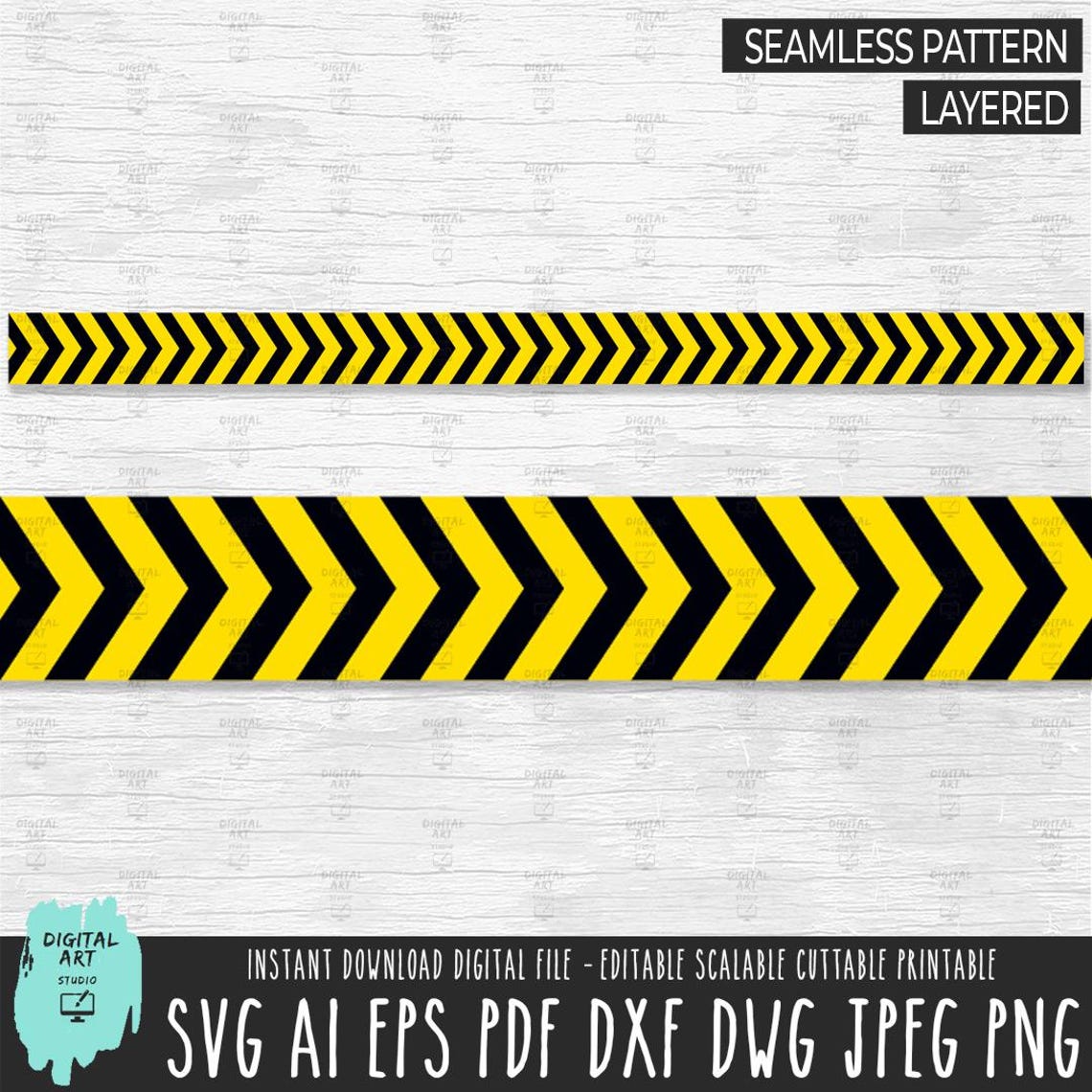 Danger Line Pattern SVG, Chevron Warning, Seamless Texture (digital ...