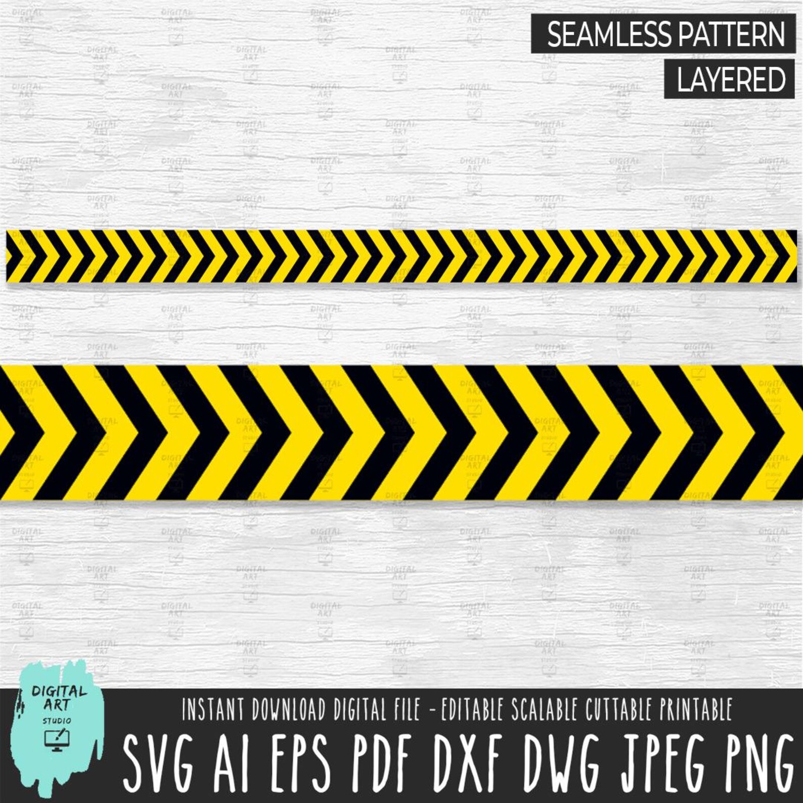 Danger Line Pattern SVG, Chevron Warning, Seamless Texture (digital ...