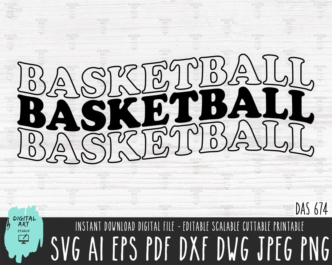 BASKETBALL WAVY Text Svg Basketball Script Vector File Basketball Png ...