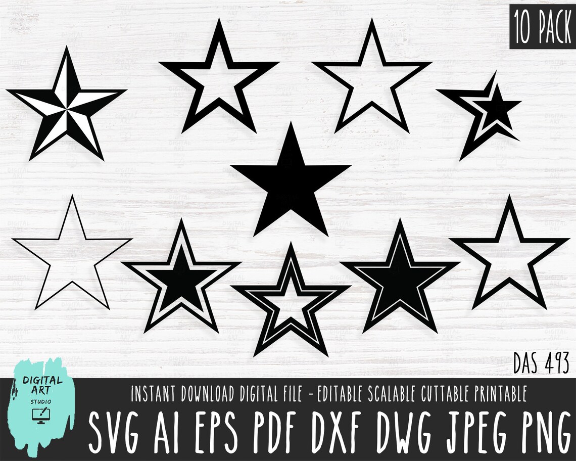 Star Bundle SVG Star Icon Vector File Star Solid - Etsy