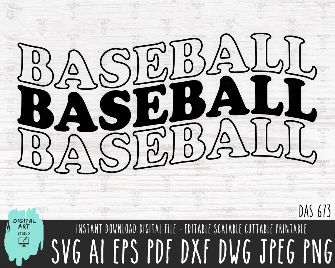 Baseball Wavy Text SVG, PNG, DXF (digital Download) - Etsy