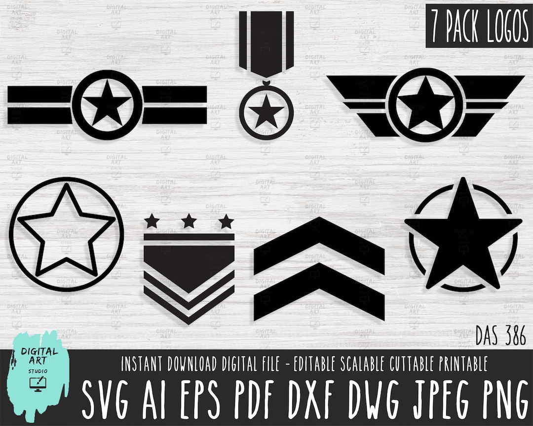 7 Army Hero Logo Bundle SVG, Army Stencil Digital Download, Soldier ...