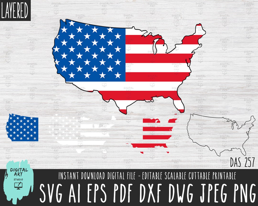 US American Country Flag Layered Svg USA State Flag Clipart Cricut ...